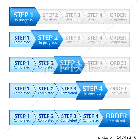 Order progress bar in five stages of completionのイラスト素材 [14743246] - PIXTA