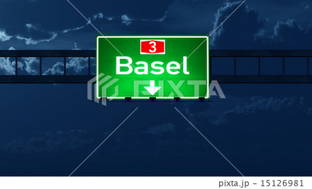 Basel Switzerland Highway Road Sign at Nightのイラスト素材 [15126981] - PIXTA