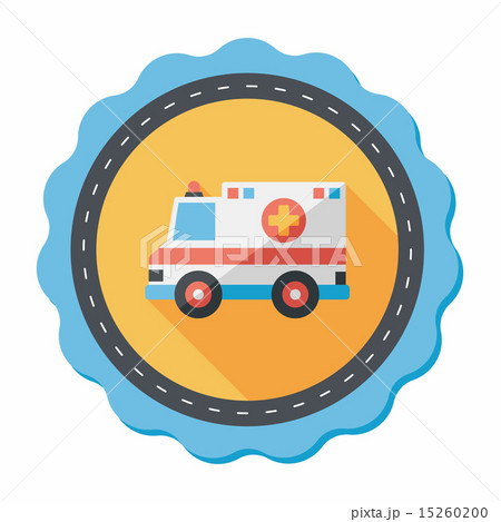 Transportation ambulance flat icon with long...のイラスト素材 [15260200] - PIXTA