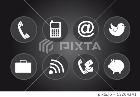 gray communication icons over black background...のイラスト素材 [15264241] - PIXTA