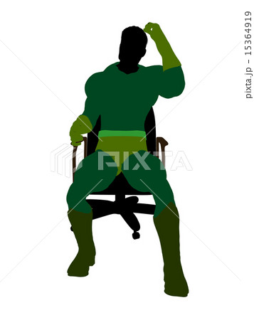 Male Super Hero Sitting On A Chair Illustration...のイラスト素材 [15364919 ...