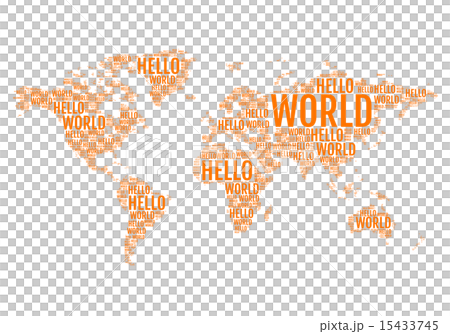 hello world, typographic world map, vector - Stock Illustration ...