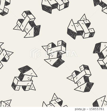 Doodle Building Blocks seamless pattern backgroundのイラスト素材 [15855761 ...