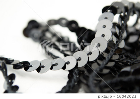 Black sequins pattern close upの写真素材 [16042023] - PIXTA