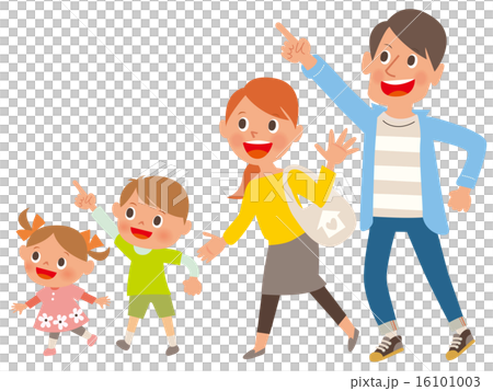 Four pop families rush around pointing at your... - Stock Illustration ...