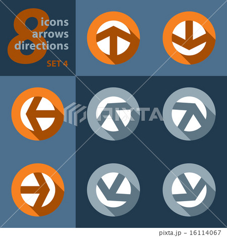 set of eight icons with arrows in eight directionsのイラスト素材 [16114067 ...