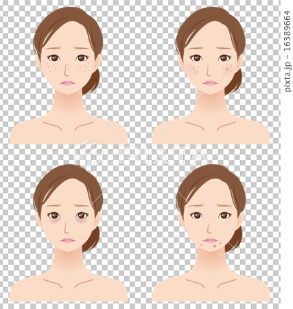 40's female beauty skin trouble face set - Stock Illustration [16389664 ...