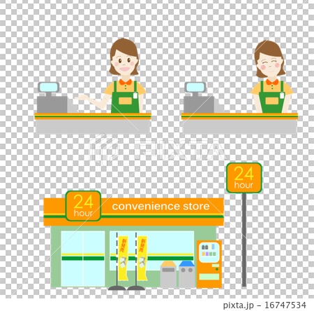 Convenience store and employee, part, part-time... - Stock Illustration ...