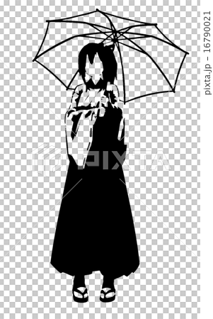 Shrine maiden silhouette 003a - Stock Illustration [16790021] - PIXTA