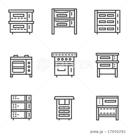 Ovens simple line vector icons setのイラスト素材 [17050291] - PIXTA