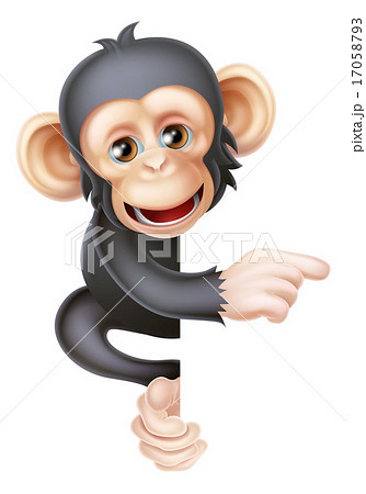 Cartoon Chimp Monkey Pointingのイラスト素材 [17058793] - PIXTA