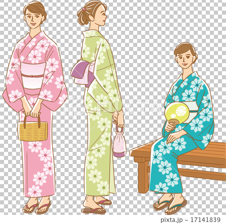 A woman in a yukata figure - Stock Illustration [17141839] - PIXTA