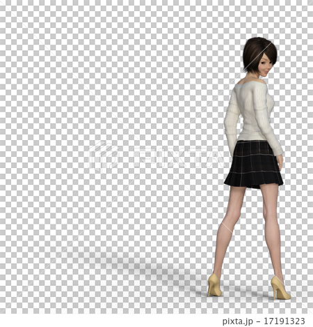 A young woman looking back perming3DCG... - Stock Illustration ...