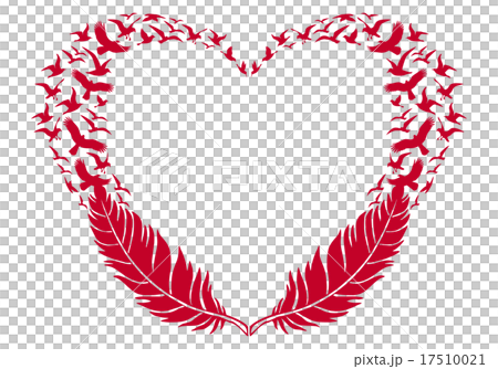 red heart with feathers and flying birds, vector - Stock Illustration ...
