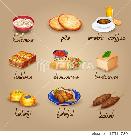 Arabic Food Icons Set のイラスト素材 [17514780] - PIXTA