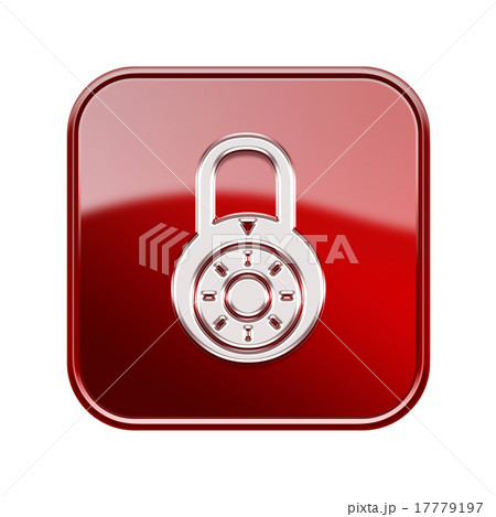 Lock off icon glossy red, isolated on white のイラスト素材 [17779197] - PIXTA