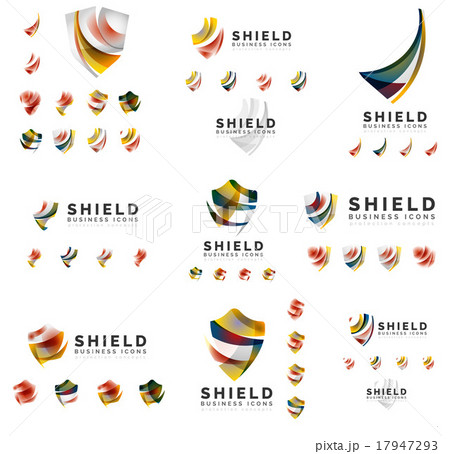 Set of company logotype branding designs, shieldのイラスト素材 [17947293] - PIXTA