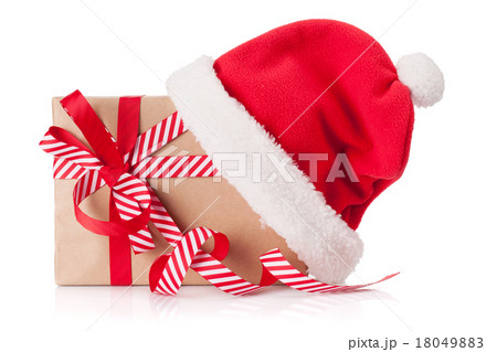 Christmas gift box with santa hatの写真素材 [18049883] - PIXTA