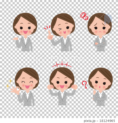 Female OL person material emotion smile... - Stock Illustration ...