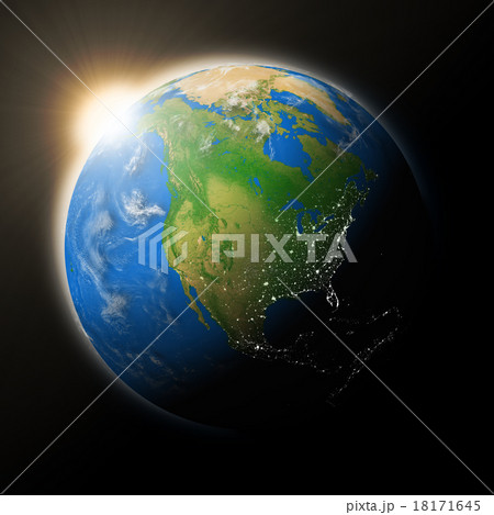 Sun over North America on planet Earthのイラスト素材 [18171645] - PIXTA