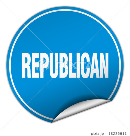 republican round blue sticker isolated on whiteのイラスト素材 [18226611] - PIXTA