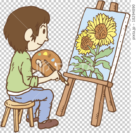 A man drawing oil paintings - Stock Illustration [18294890] - PIXTA