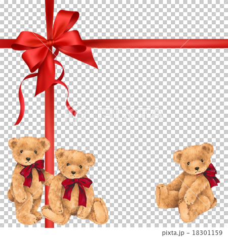 Cute bear and ribbon decorations - Stock Illustration [18301159] - PIXTA