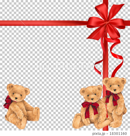 Cute bear and ribbon decorations - Stock Illustration [18301160] - PIXTA