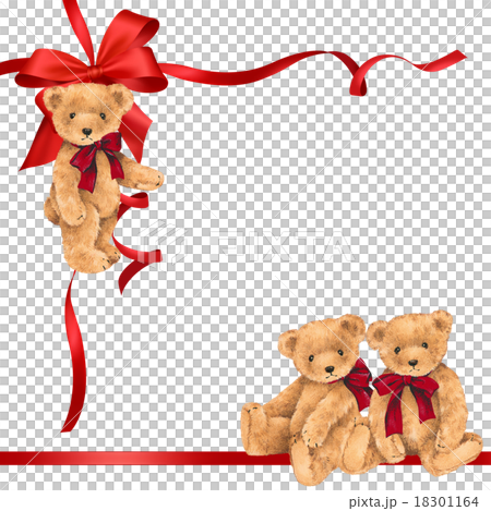 Cute bear and ribbon decorations - Stock Illustration [18301164] - PIXTA