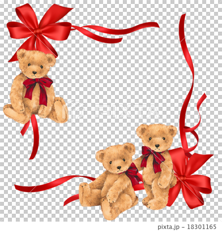 Cute bear and ribbon decorations - Stock Illustration [18301165] - PIXTA