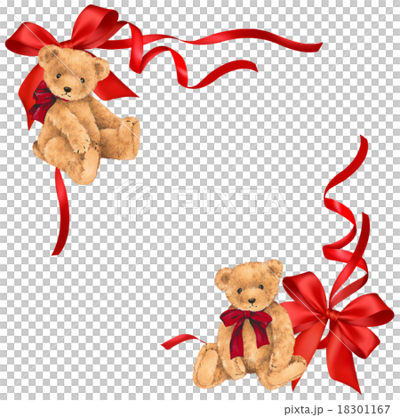 Cute bear and ribbon decorations - Stock Illustration [18301167] - PIXTA
