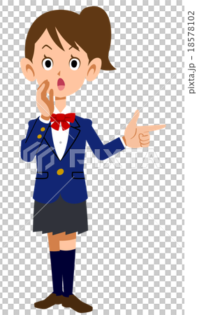 Female students pointing and pointing - Stock Illustration [18578102 ...