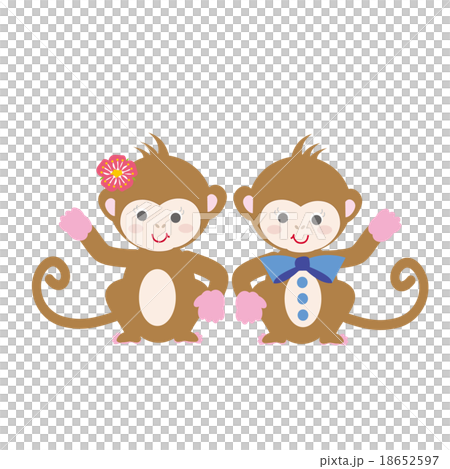 Two cute monkey boys and girls illustration... - Stock Illustration ...