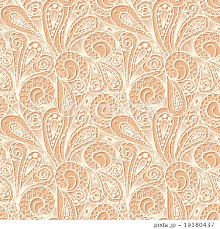Seamless white lace pattern on beige backgroundのイラスト素材 [19180437] - PIXTA