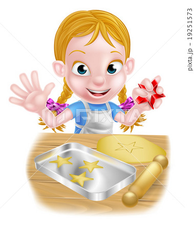 Cartoon Girl Bakingのイラスト素材 [19251573] - PIXTA