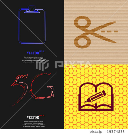 Set of abstract backgrounds with different web icoのイラスト素材 [19374833 ...