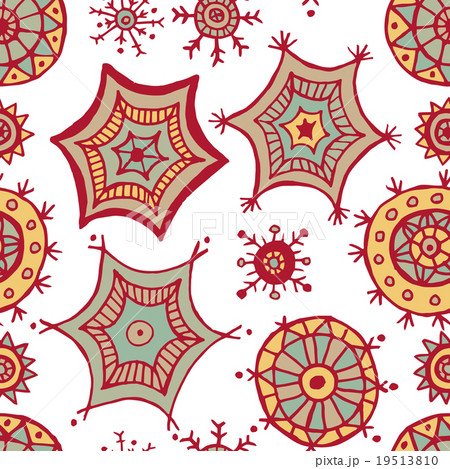 Hand drawn colorful snowflakes doodlesのイラスト素材 [19513810] - PIXTA