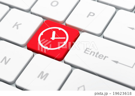 Time concept: Clock on computer keyboardのイラスト素材 [19623618] - PIXTA