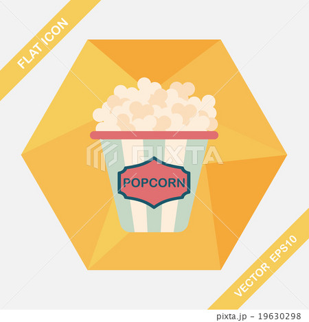 Popcorn flat icon with long shadow,eps10のイラスト素材 [19630298] - PIXTA