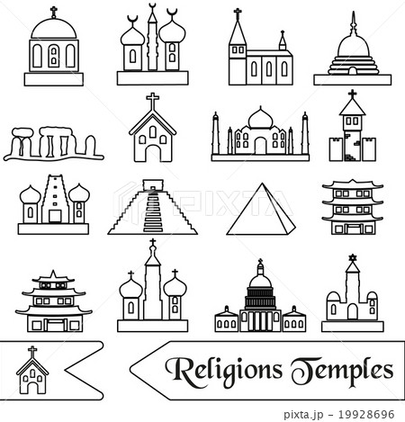 world religions types of temples outline icons のイラスト素材 [19928696] - PIXTA