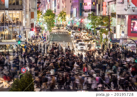 Topview view of Shibuya Crossing in Shibuya Tokyoの写真素材 [20195728] - PIXTA