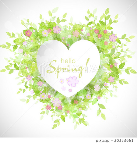 White heart frame with text hello springのイラスト素材 [20353661] - PIXTA