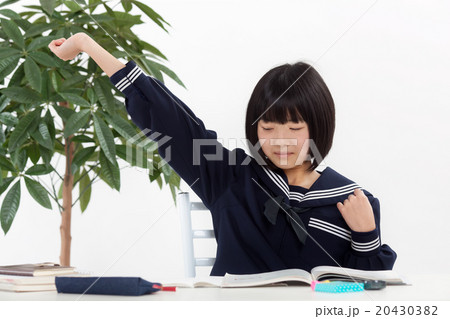 勉強に励む可愛い女子中学生の写真素材 [20430382] - PIXTA