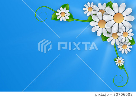White flowers on blue backgroundのイラスト素材 [20706605] - PIXTA
