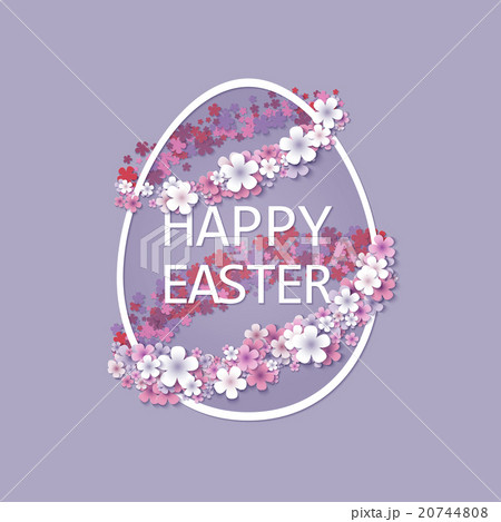 Easter background with egg and spring flowerのイラスト素材 [20744808] - PIXTA