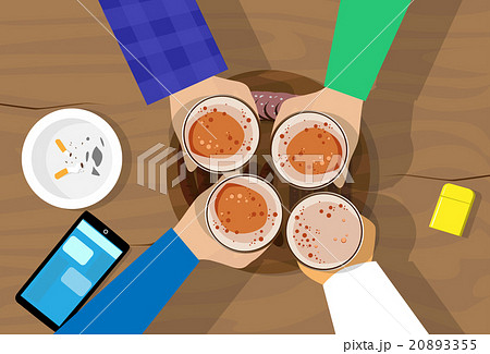 People Hand Group Hold Beer Glasses Bar Tableのイラスト素材 [20893355] - PIXTA