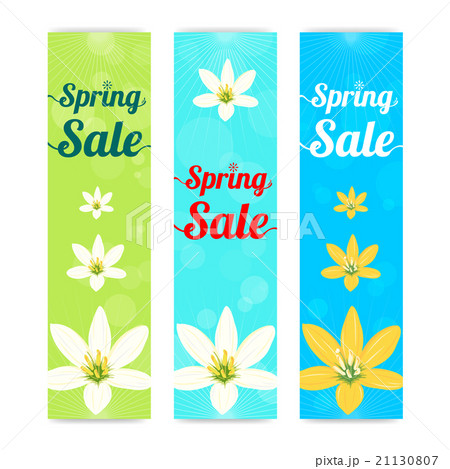 Set of colorful spring season sale banner verticalのイラスト素材 [21130807 ...