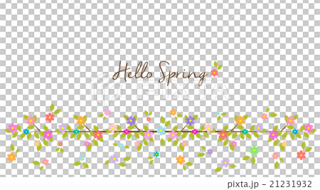 Hello Spring- Rainbow floral border and background - Stock Illustration ...