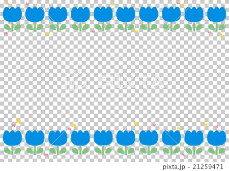 Top and bottom blue tulip frame - Stock Illustration [21259471] - PIXTA