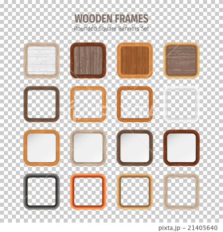 Wooden Rounded Square Banners Set - Stock Illustration [21405640] - PIXTA